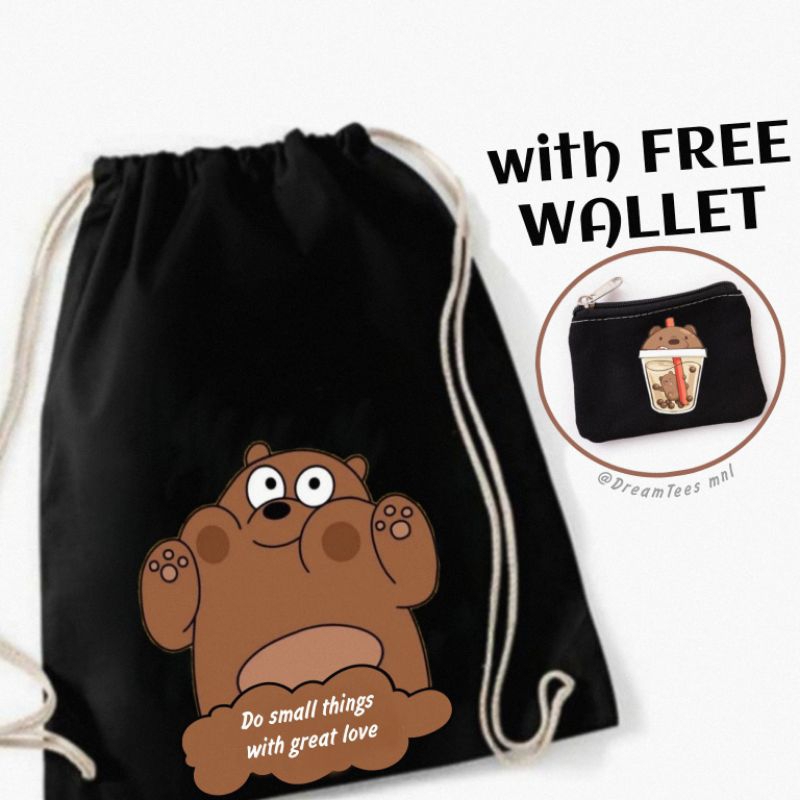 We Bare bears drawstring bag with FREEBIE (Makapal Tela) | Shopee Philippines