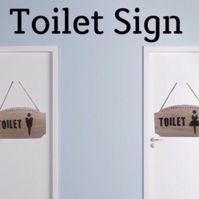 Wood Wall Hanging Decor Signage Toilet Sign Retro Door Reminder Signs ...