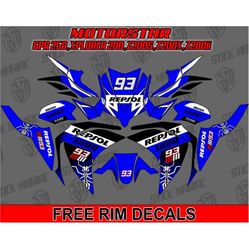 Motorstar GPR 250, Z200s, z200ii, xplorer, z200 full body decals ...