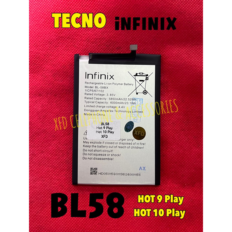 TECNO INFINIX BL58 BL58BX HOT 9 PLAY HOT 10 PLAY BATTERY REPLACEMENT ...