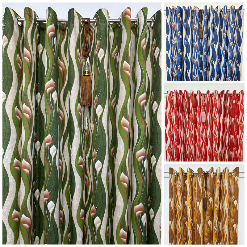 Tulip Wavy Ring Curtain Geena and Plain Katrina Fabric 7ft 6ft and 5ft ...
