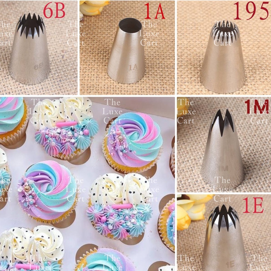 1M 2F 2D 6B 195 Nozzle Tip for Cake Icing Buttercream Pastry Decoration ...