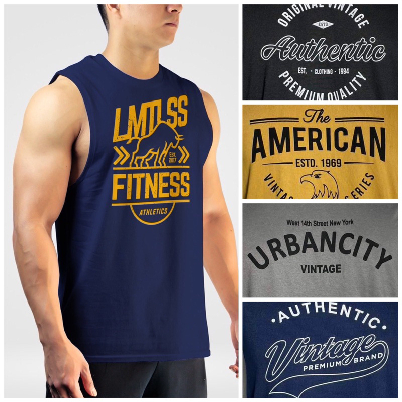 Summer Wear!Plain Graphic Muscle Tees for Men Cotton Spandex Fabric ...