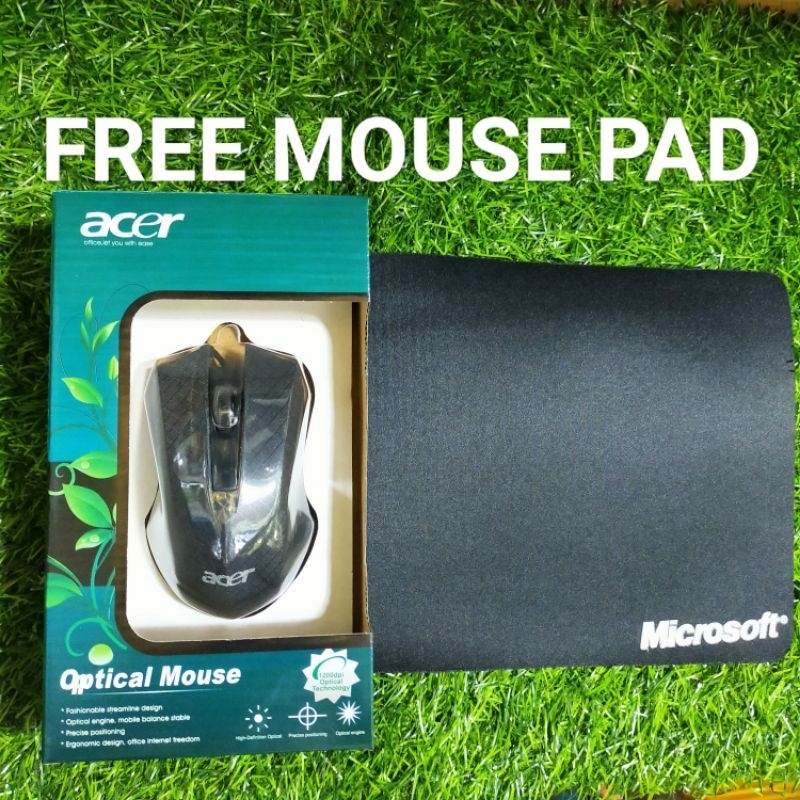 FREE MOUSE PAD/ UNIVERSAL ACER USB WIRED BRAND OPTICAL MOUSE GOOD ...