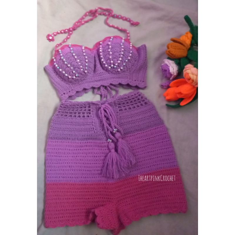 Hand made crochet clam shell set | Shopee Philippines