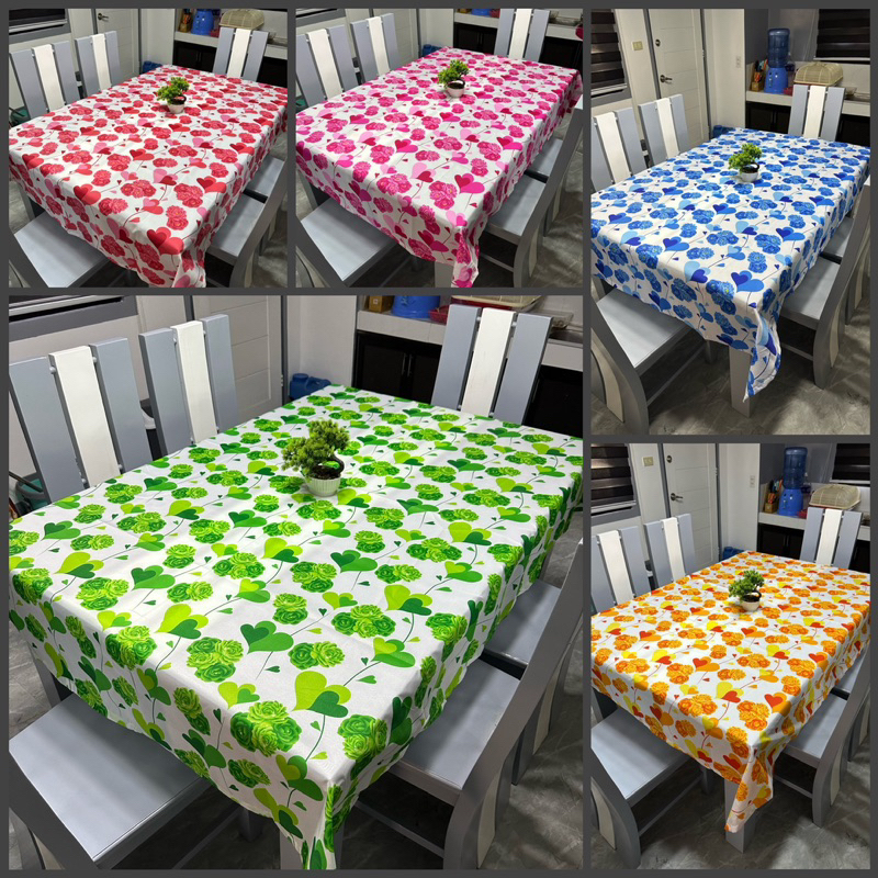 Floral Heart Design Table Cloth Geena Fabric 4 Seater 6 Seater 8 Seater ...