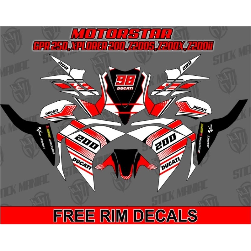 Motorstar GPR 250, Z200s, z200, z200ii, xplorer full body decals ...