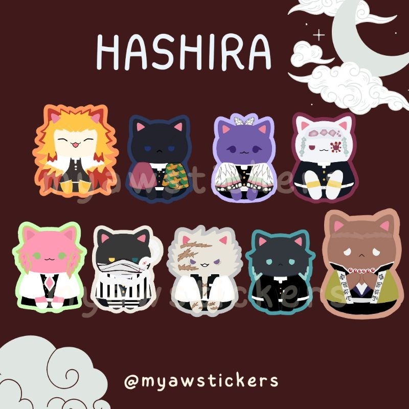 Hashira Demon Slayer Neko Sticker Pack | Myaw | Shopee Philippines