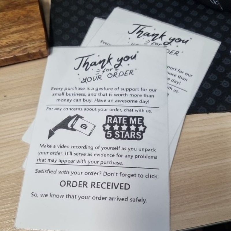 Thank You Before Rate Record Unpack Sticker Label (10pcs) (100 x 150mm ...