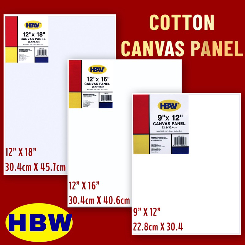 HBW Cotton Canvas Panel no frame 9”x12”, 12”x16”, 12”x18” for oil and ...