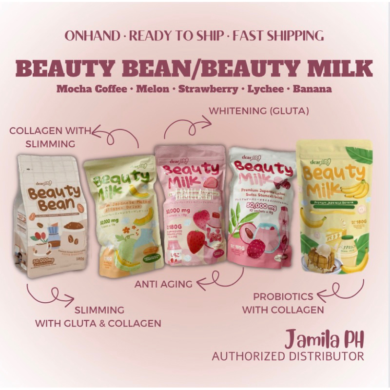 DEAR FACE BEAUTY MILK Premium Japanese Collagen Melon Ichigo Lychee ...