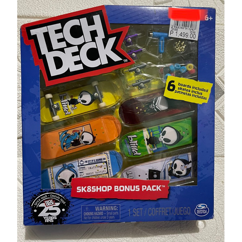 TECH DECK, Sk8shop Fingerboard Bonus Pack, Collectible and Customizable Mini Skateboards ...