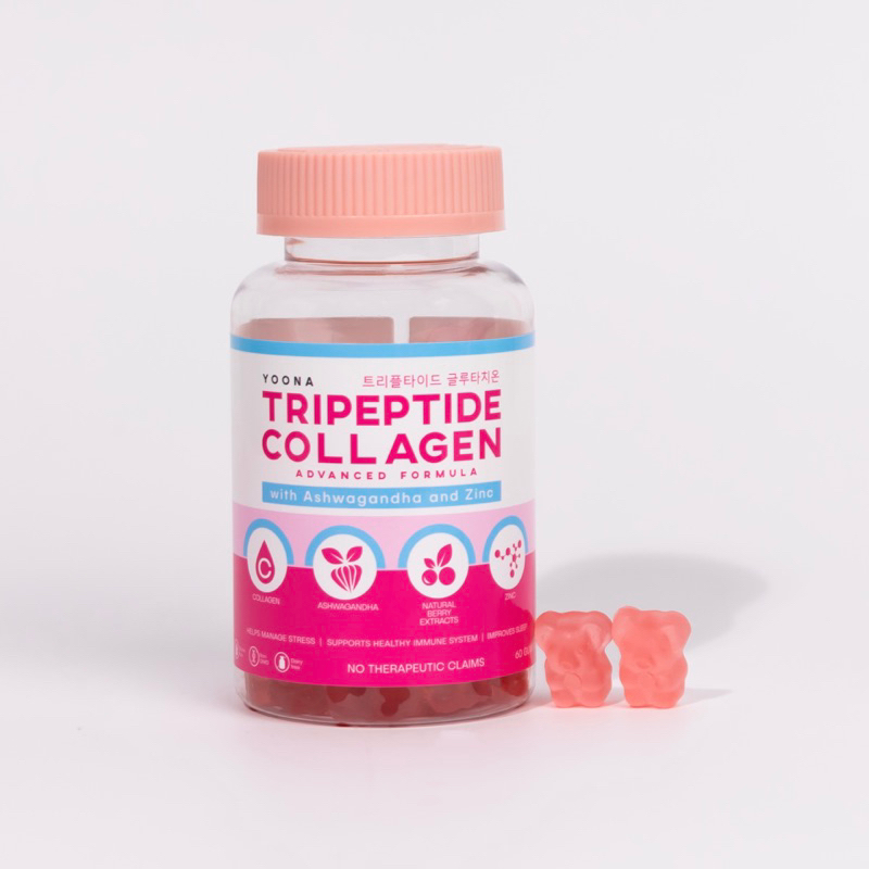 Yoona Tripeptide Collagen with Ashwagandha and Zinc (60 Gummy Bear ...
