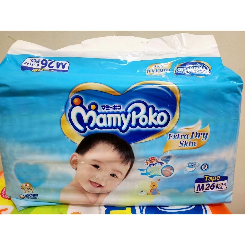 Mamy Poko Medium Extra Dry Skin 26pcs tape type | Shopee Philippines