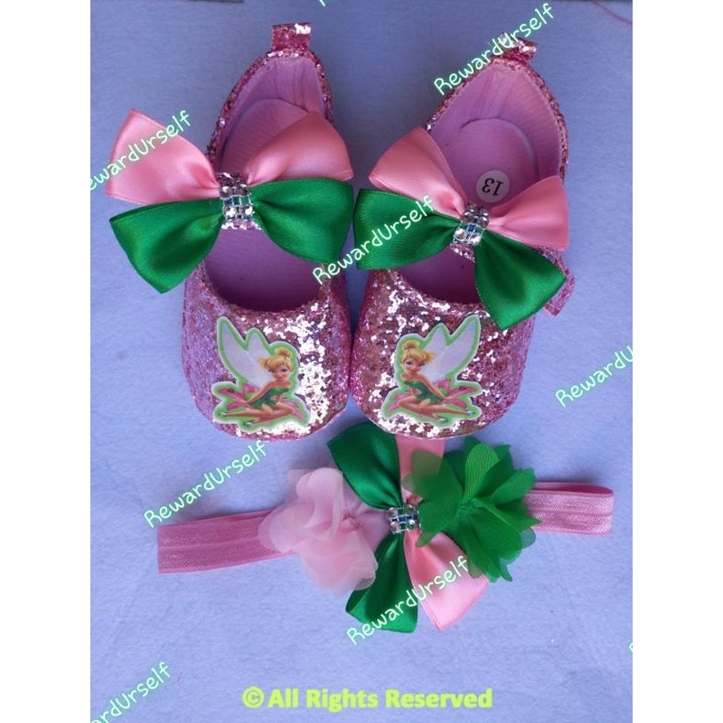 Tinkerbell shoes and headdress for 1-2 yrs old(5inches) | Shopee ...