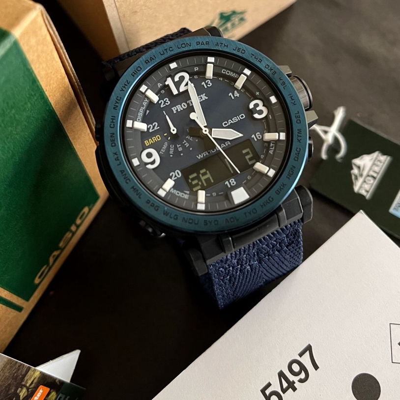 Casio Pro Trek PRG600YB-2 Triple Sensor Tough Solar Blue Cloth Band ...
