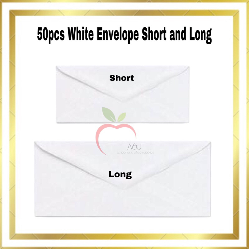 White Mail Envelope Long / Short 50pcs in one pack | Shopee Philippines