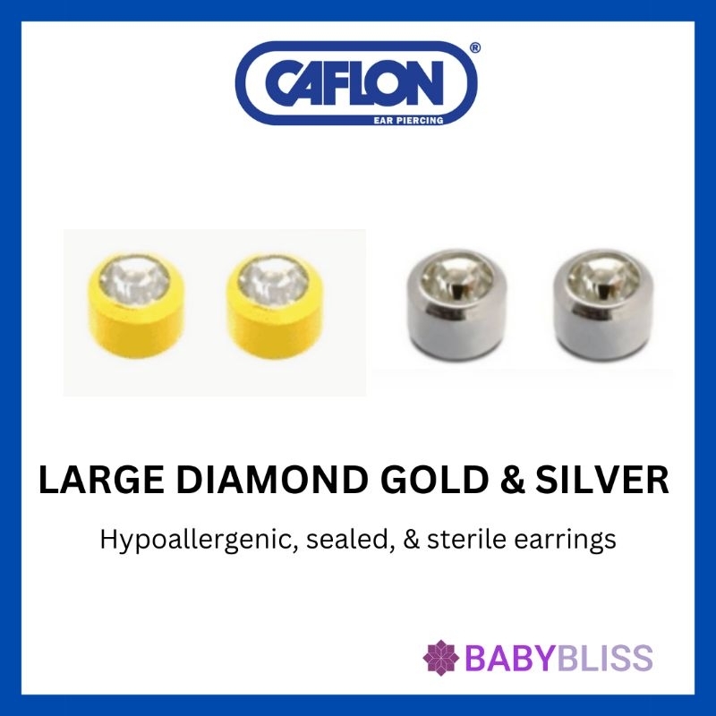 Caflon 5mm LARGE DIAMOND (April) Gold & Silver Earrings (Hypoallergenic ...