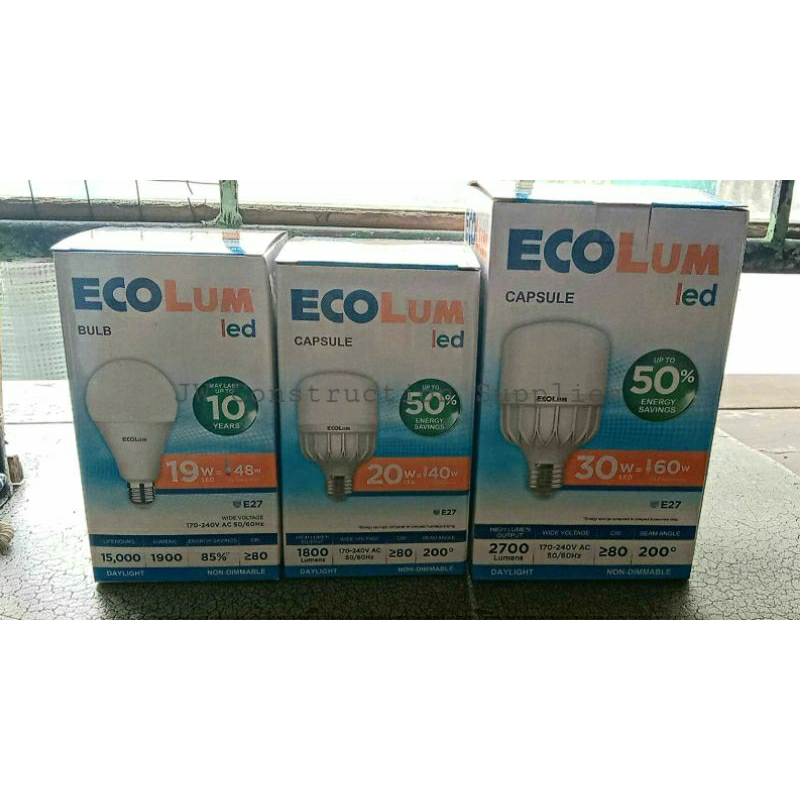 ECOLUM Led Daylight 85% Energy Savings (19W, 20W, 30W) | Shopee Philippines