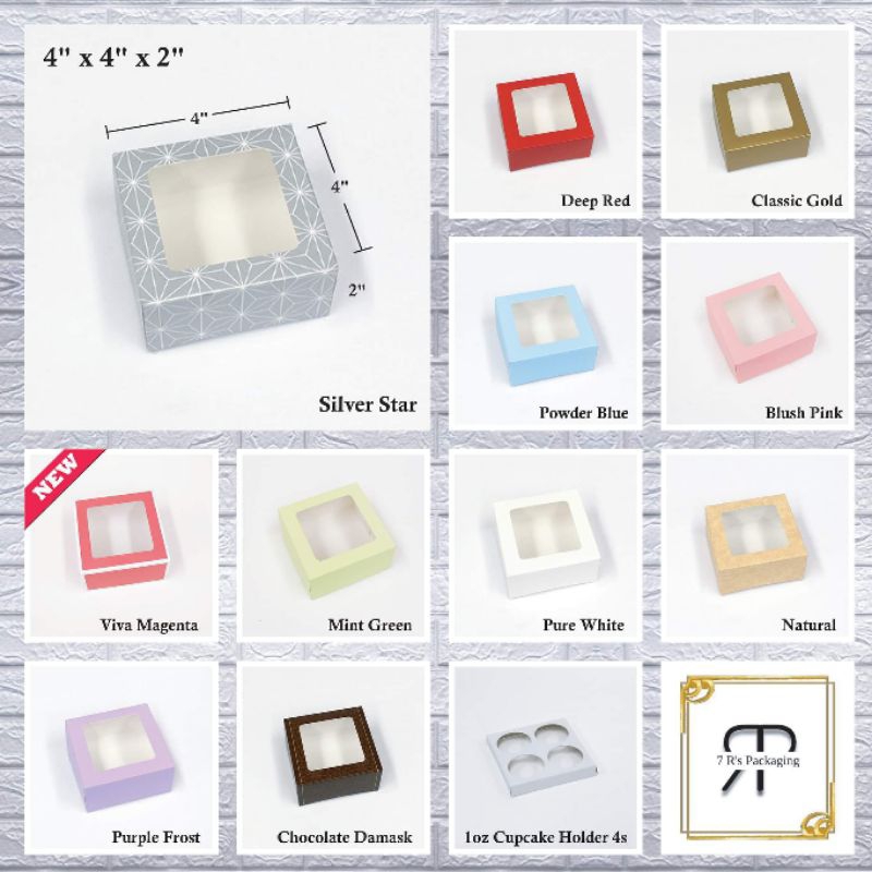 20 pcs. Pre-Formed 4 x 4 x 2 Pastry Box, Macaroons, Bars, Cookies PF442 ...
