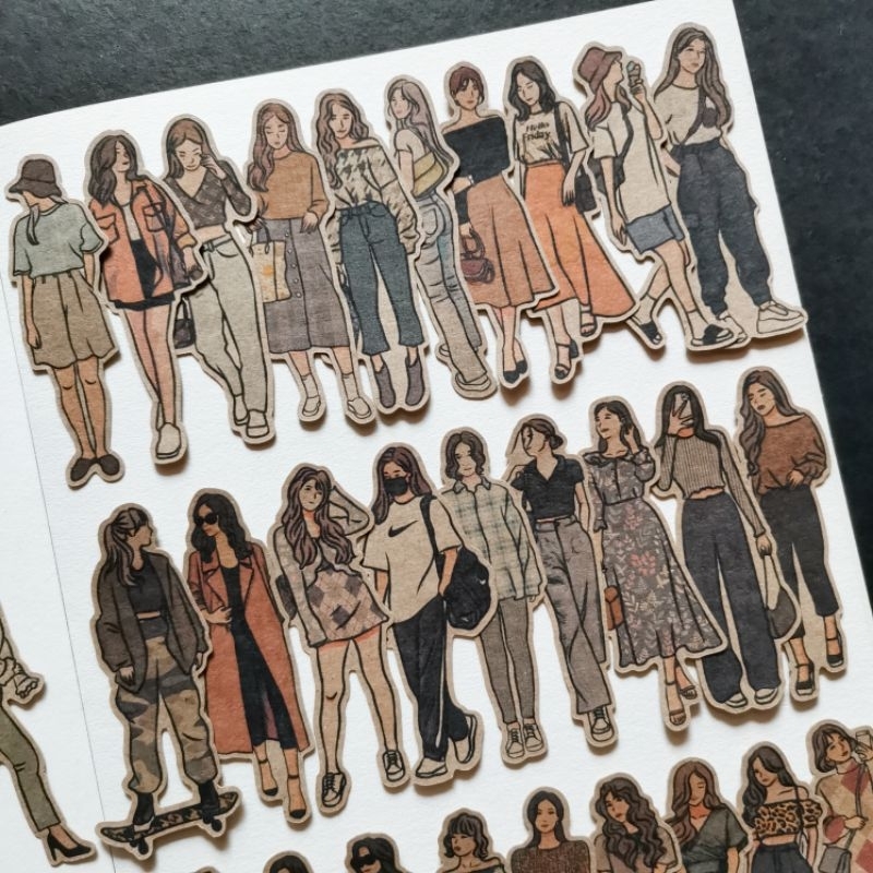 Colored Full Body Girl Cutouts | Kraft Sticker | Junk Journal Planner ...