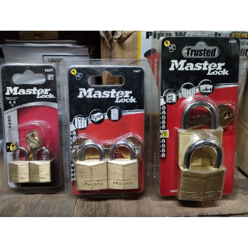 Master Lock Brass Padlock 2 Pcs Set 120-T 20mm, 130-T 30mm, 140-T 40mm ...