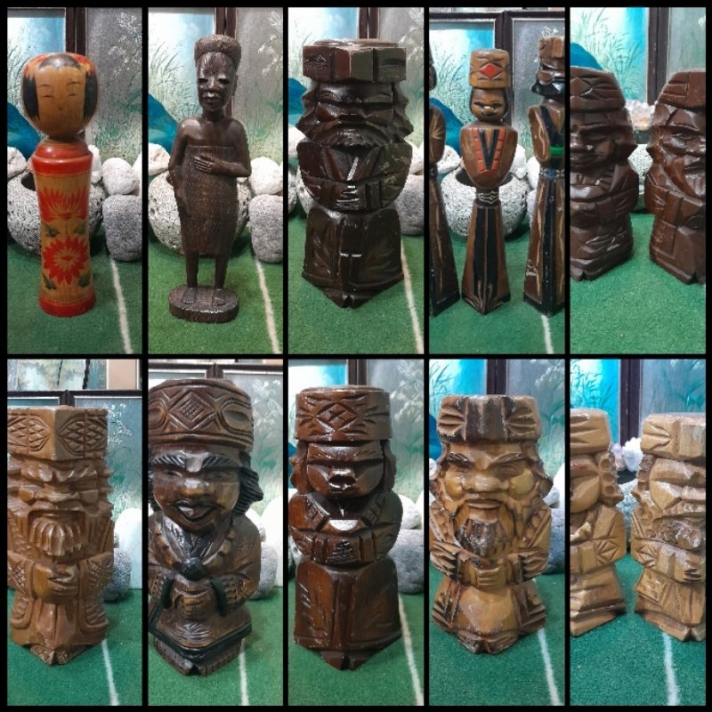 Japan/UK surplus wood statue figurine carving kokeshi doll craft stand ...