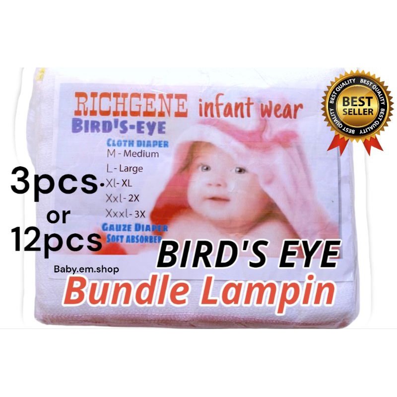 3PCS /12PCS LAMPIN for Baby 0-6 months / BIRDS EYE Cloth Diaper XL ...