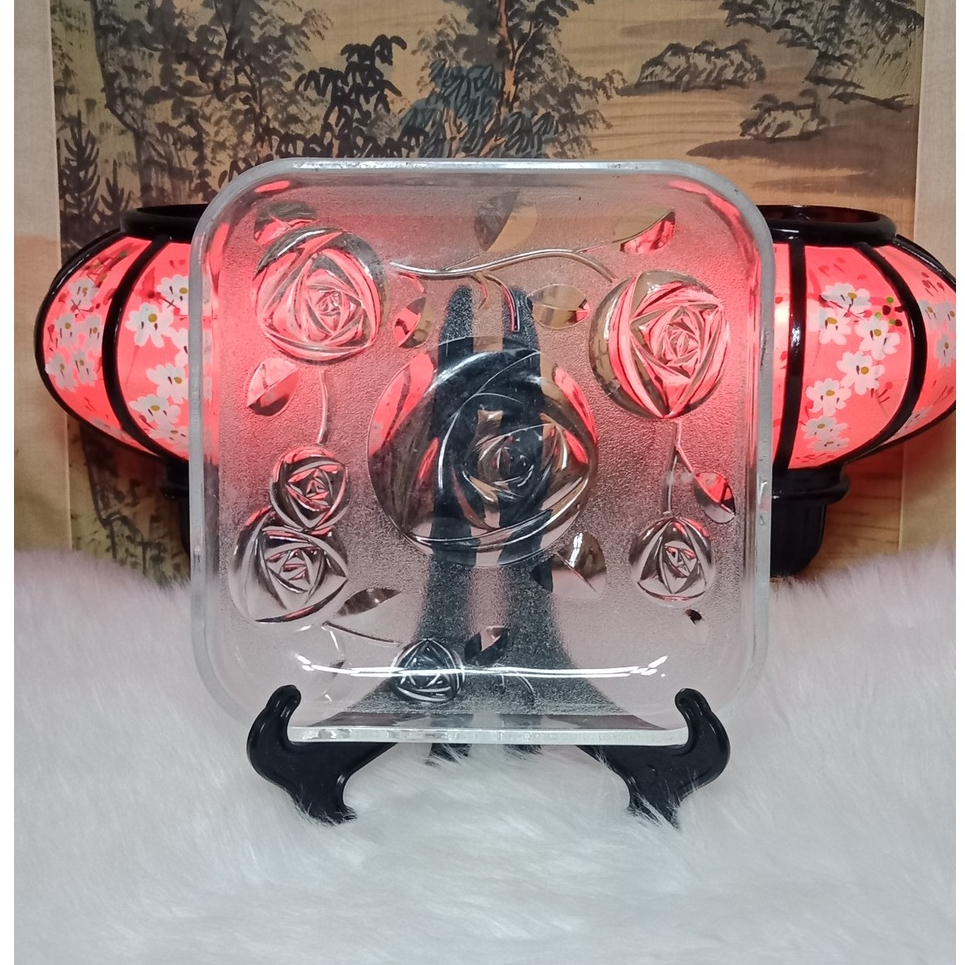 HOYA GLASS ROSE ENGRAVED SEMI DEEP FROSTED PLATE - JAPAN | Shopee ...