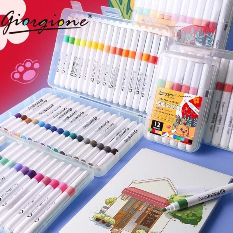 Giorgione Acrylic Markers Pens Set (Round Handle) | Shopee Philippines