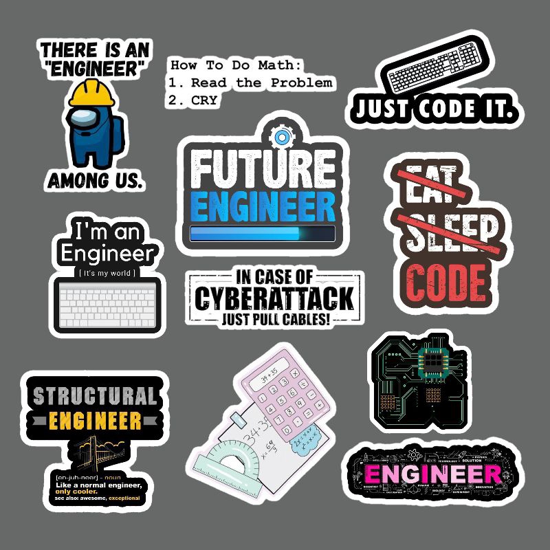 Engineering / Engineer Stickers | Vinyl Matte Laminated Waterproof and ...