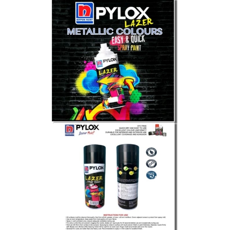 PYLOX LAZER NIPPON SPRAY PAINT ORIGINAL METALLIC COLOURS PANG SPRAY SA ...
