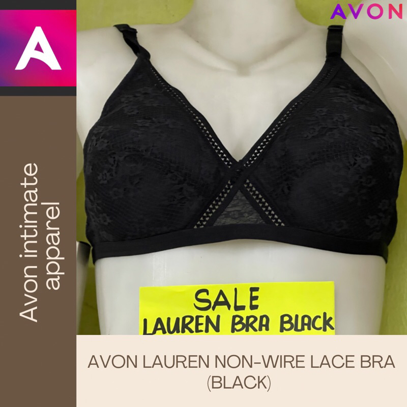 Avon Lauren black non-wire lace bra (black) | Shopee Philippines