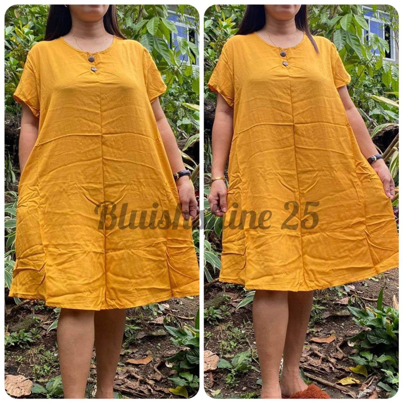 ELEGANT CHALLIS WOMENS POCKET DRESS BUTTON FREE SIZE FIT UP TO XL | Shopee Philippines