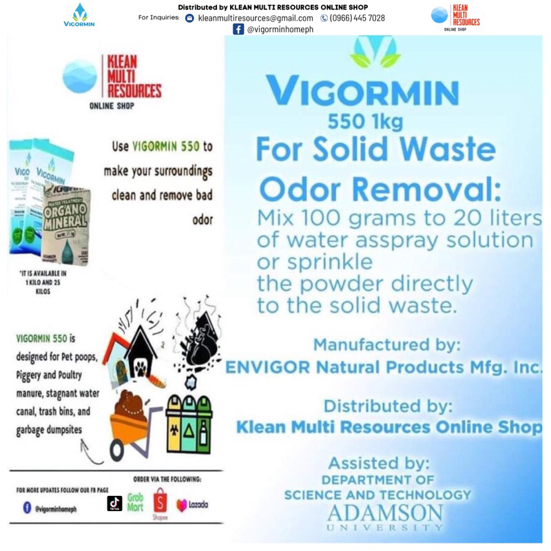 Vigormin 550 (V2) 1kilo for Solid Wastes Odor Removal | Shopee Philippines