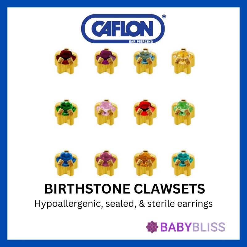 AUTHENTIC Caflon Premium CLAWSET Baby safe Birthstone Earrings ...