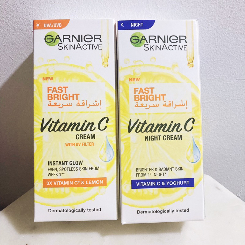 Garnier SkinActive Fast Bright Vitamin C Day Cream (50ml) & Night Cream ...