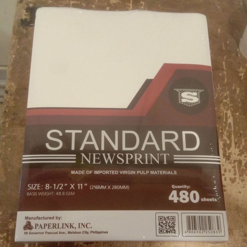 standard newsprint short 8-1/2"x11 480sheets 1ream 150pesos only ...