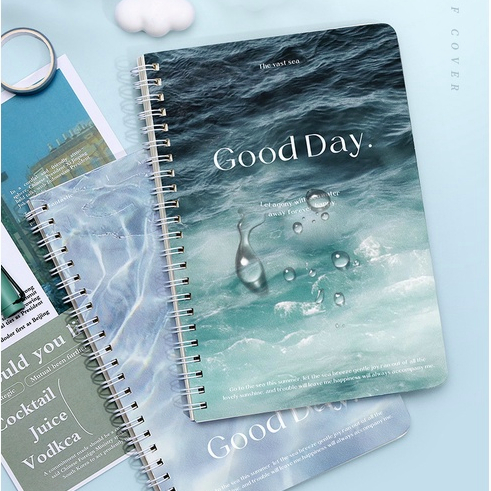 A5 Ocean Pattern Spring Notebook 60Sheets Notepads Waterproof Cover ...