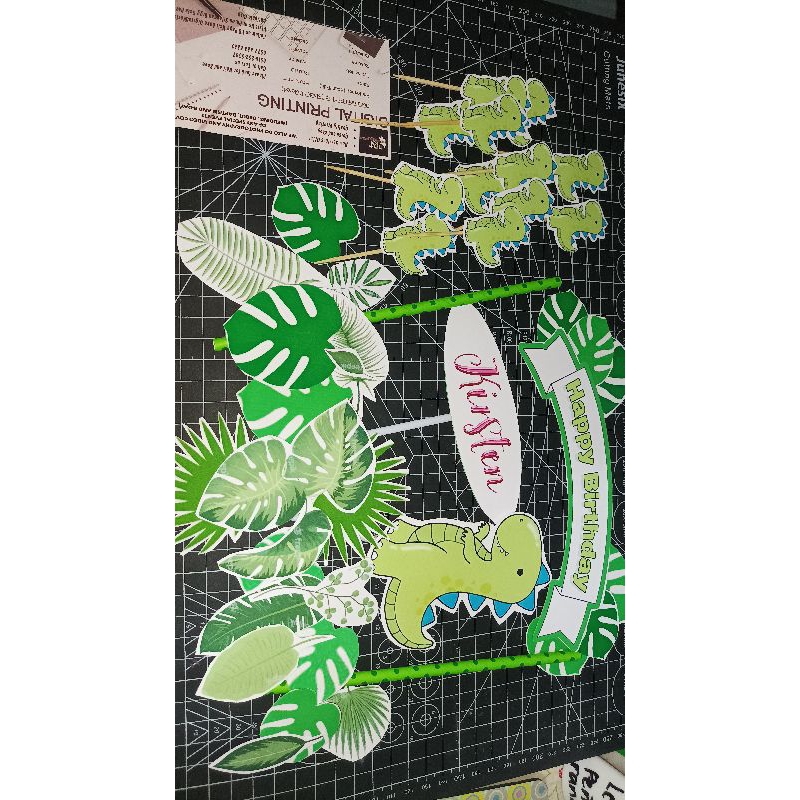 customized photo Printed cake toppers safari leaves green Theme and ...