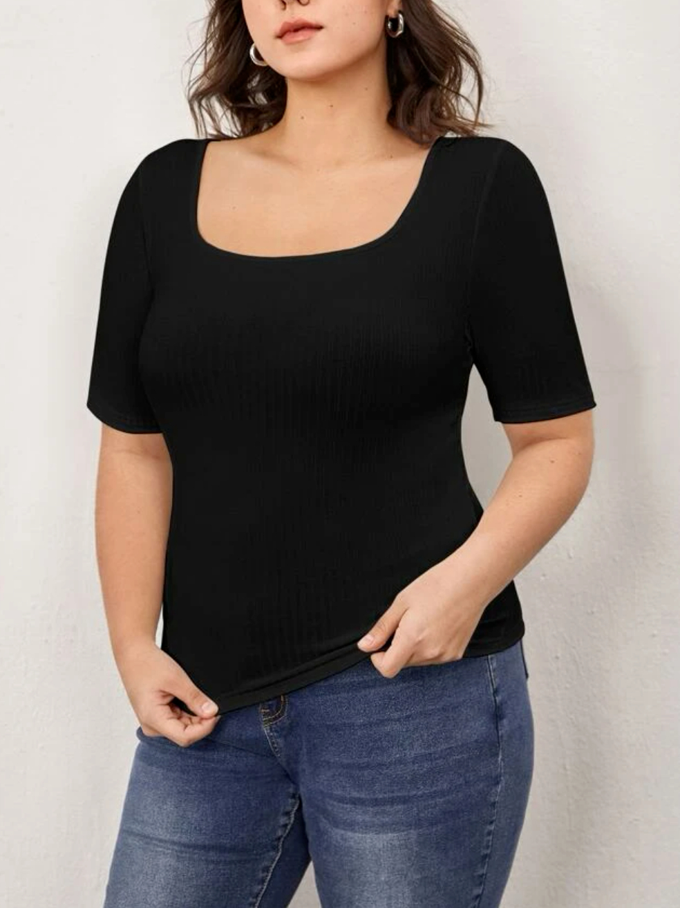 Angelcity Plus Size Square Neck T shirt For Women Oversized Blouse Tops Tee | Shopee Philippines