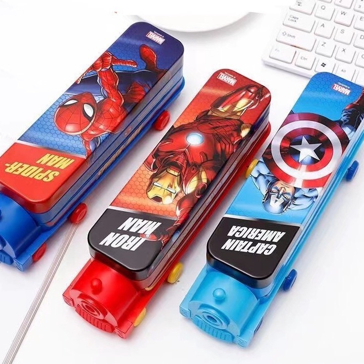 Iconic SpiderMan cartoon double-layer pencil case cartoon student ...