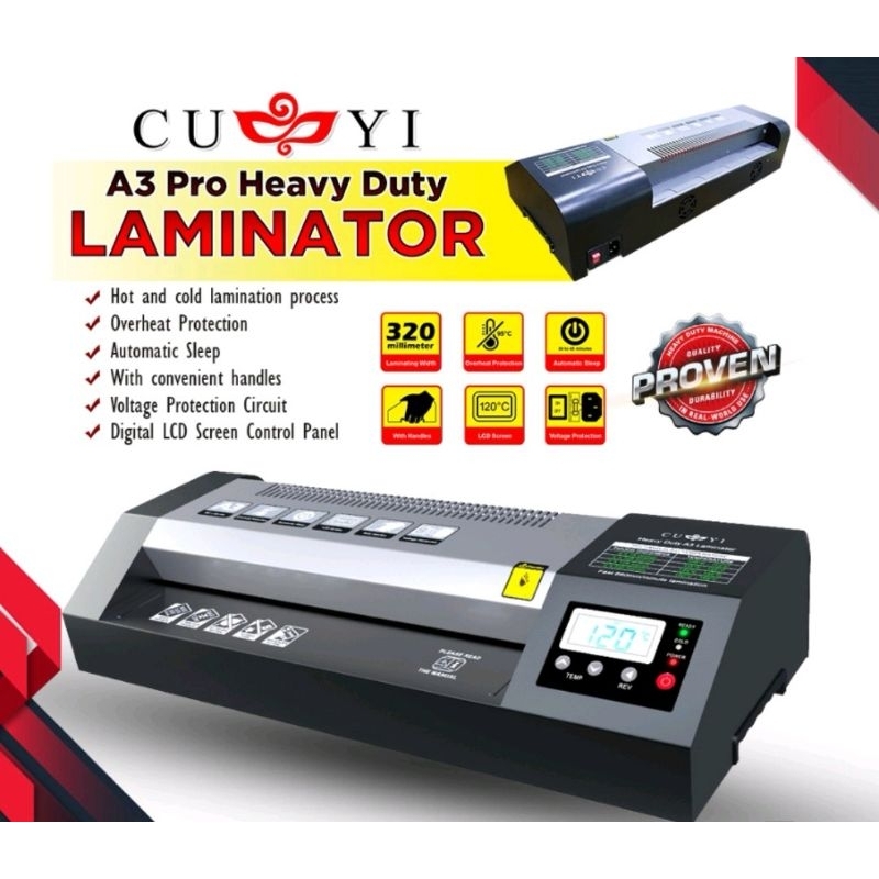 Cuyi A4 A3 Size Laminator Hot Cold Reverse Function 220v Heavy Duty