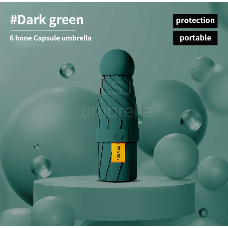 LSJ Capsule Mini UV Umbrella Six-Folds small Umbrella Folding UV ...