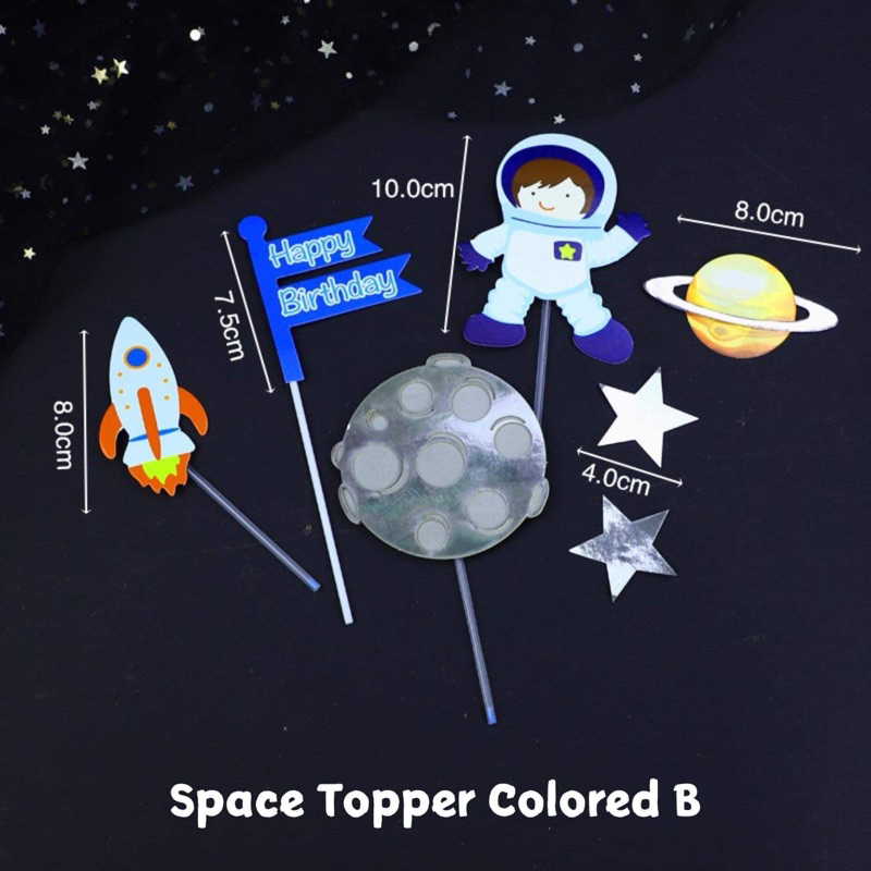 astronaut cake topper set space topper spaceship moon outer space ...