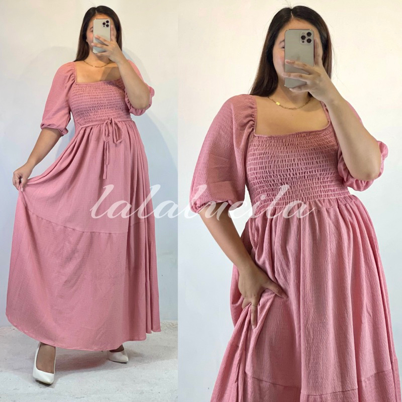 Demetra Tree bark Maxi Dress Fit L-2XL | Shopee Philippines