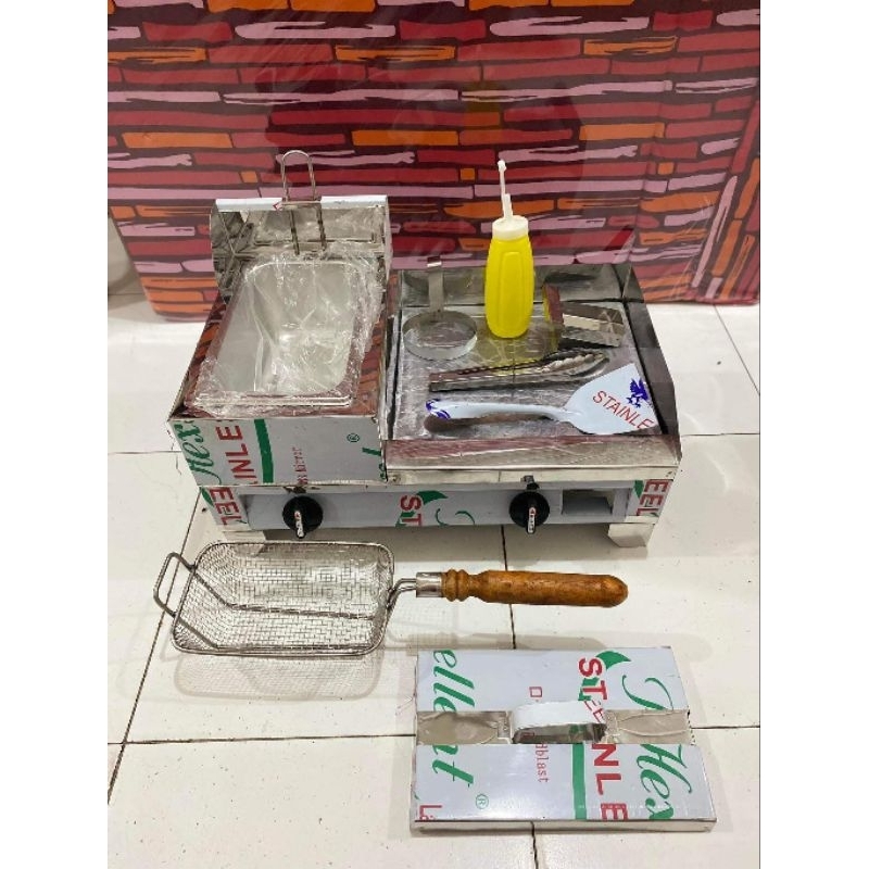 Stainless Burger Grill with Deep Fryer Gas Type Lutuan ng Burger ...