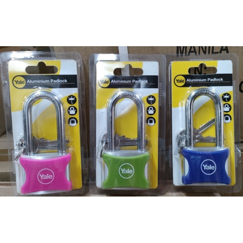 Yale Long Shackle Aluminum Padlock 50mm YE3/50/160/1 Green , Blue, Pink ...