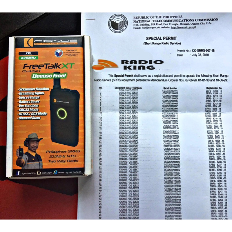 LICENSE FREE CIGNUS FREETALK XT Radio With Special Permit | Shopee ...