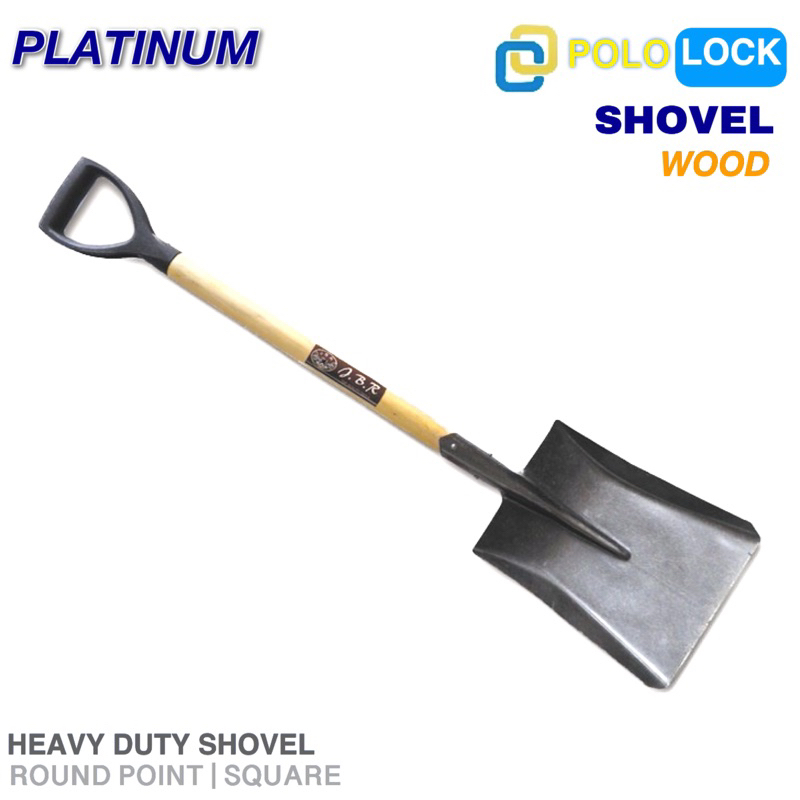 SHOVEL Round Point & Square | Sandblasted Pala | Heavy Duty with Wooden ...